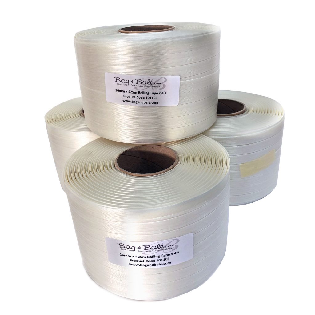 Baling Tape 16mm x 425m (Packed in 4's / Min Qty 8) | Bag & Bale Ltd.
